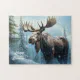 Custom Text Winter Moose Jigsaw Puzzle | Zazzle