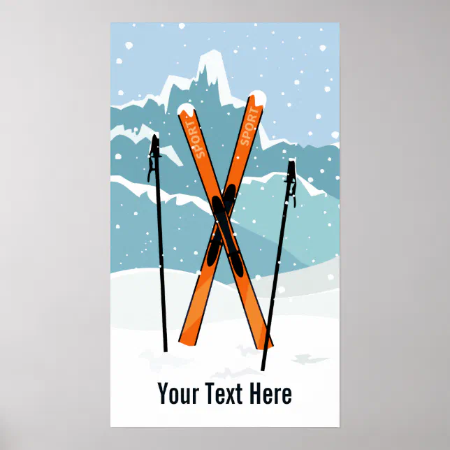 Custom Text Winter Skiing poster | Zazzle