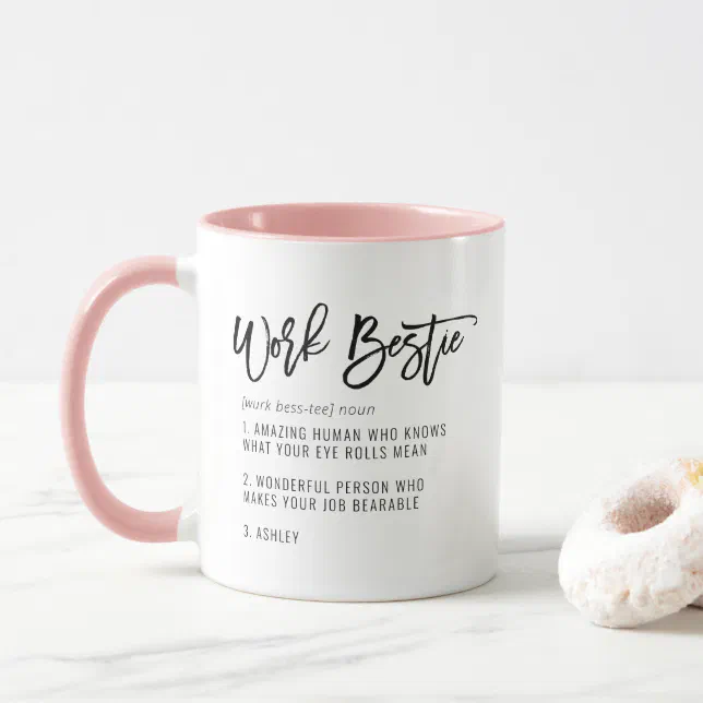 Custom Text Work Bestie Fun CoWorker Colleague Mug | Zazzle