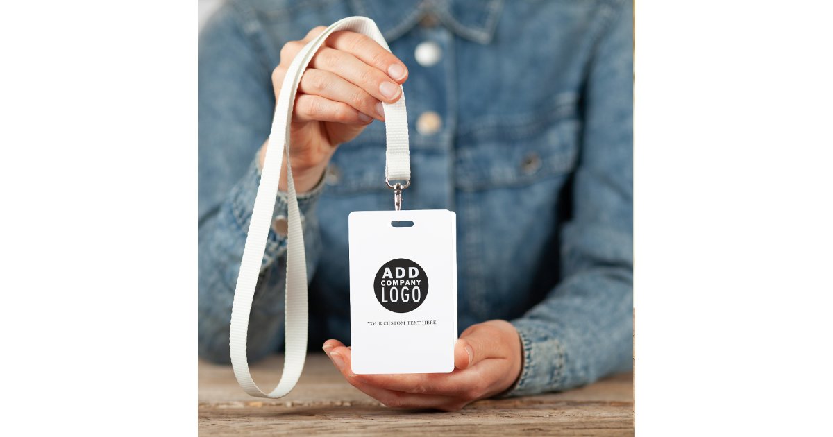 Custom Text Your Logo Here | Business ID Name Badge | Zazzle