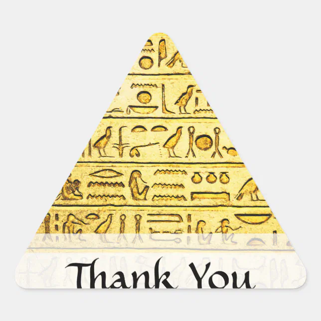 Custom "Thank You" Egyptian Hieroglyphs Yellow Triangle Sticker | Zazzle