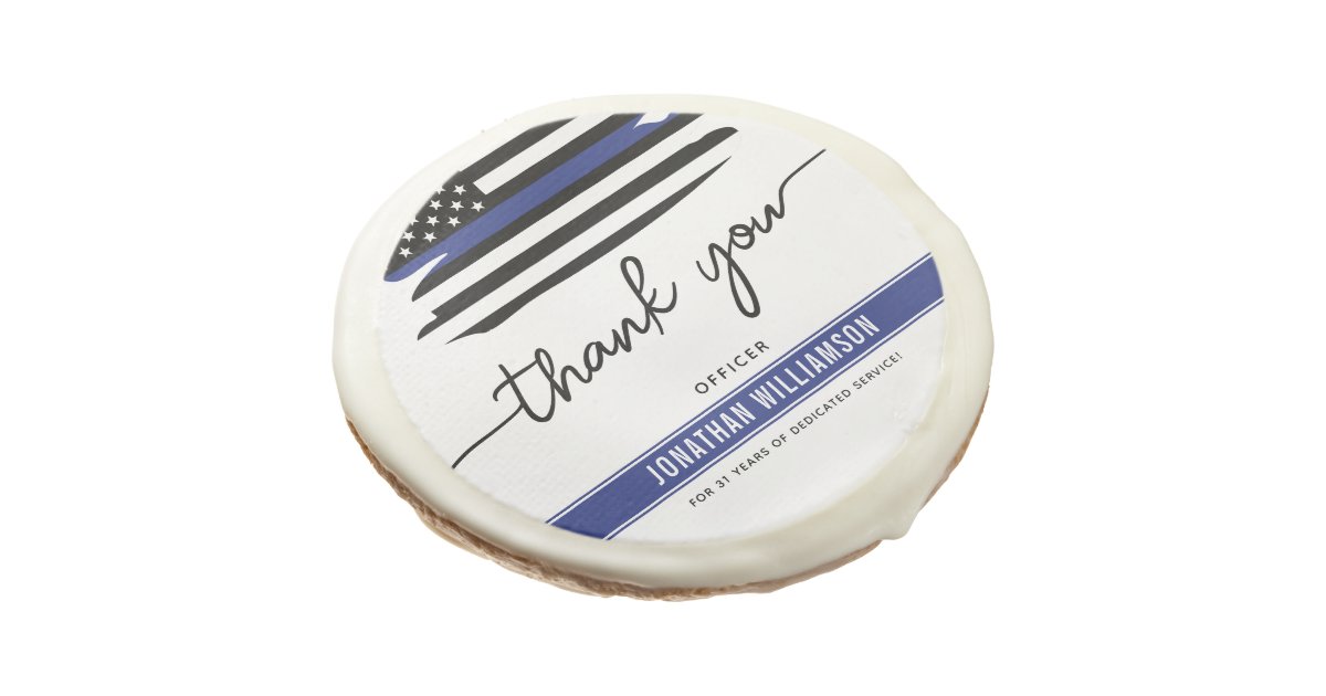 Custom Thank You Police Officer Retirement Gift Sugar Cookie | Zazzle