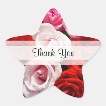 Custom "Thank You" Roses Star Stickers | Zazzle