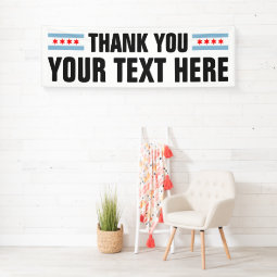 Custom Thank You sign banner with Chicago flag | Zazzle