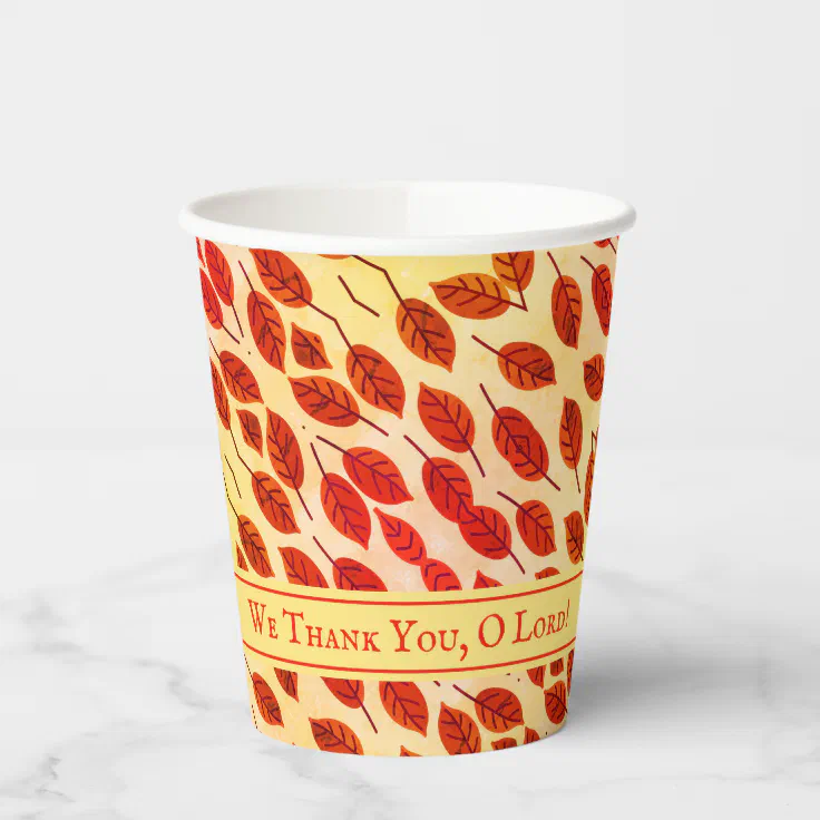 Custom THANKSGIVING Fall Autumn Leaves Paper Cups | Zazzle