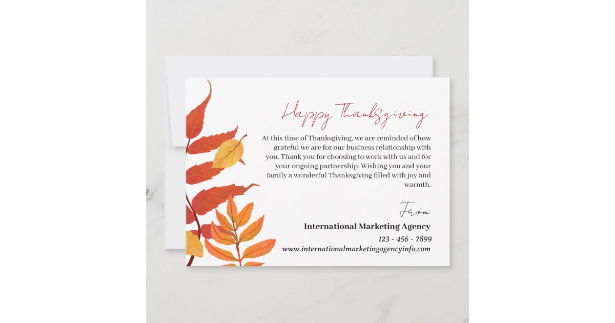 Custom Thanksgiving For Business Company Client Holiday Card | Zazzle