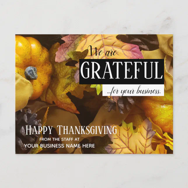 Custom Thanksgiving Greeting Customers Postcard | Zazzle