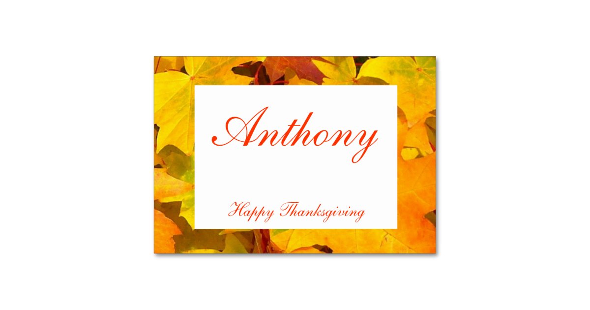 Custom Thanksgiving Place Cards Fall Leaves | Zazzle