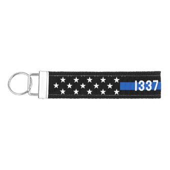Custom Thin Blue Line Personalized Police Officer Wrist Keychain | Zazzle