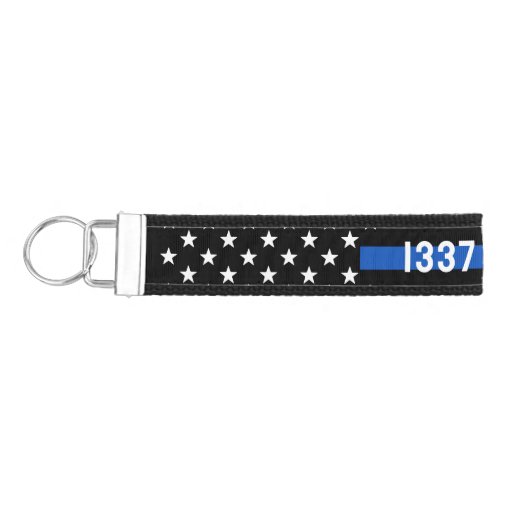 Custom Thin Blue Line Personalized Police Officer Wrist Keychain | Zazzle