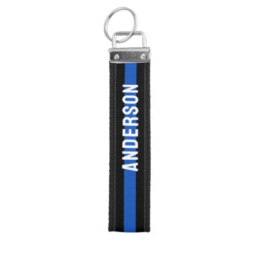 Custom Thin Blue Line Personalized Police Officer Wrist Keychain | Zazzle