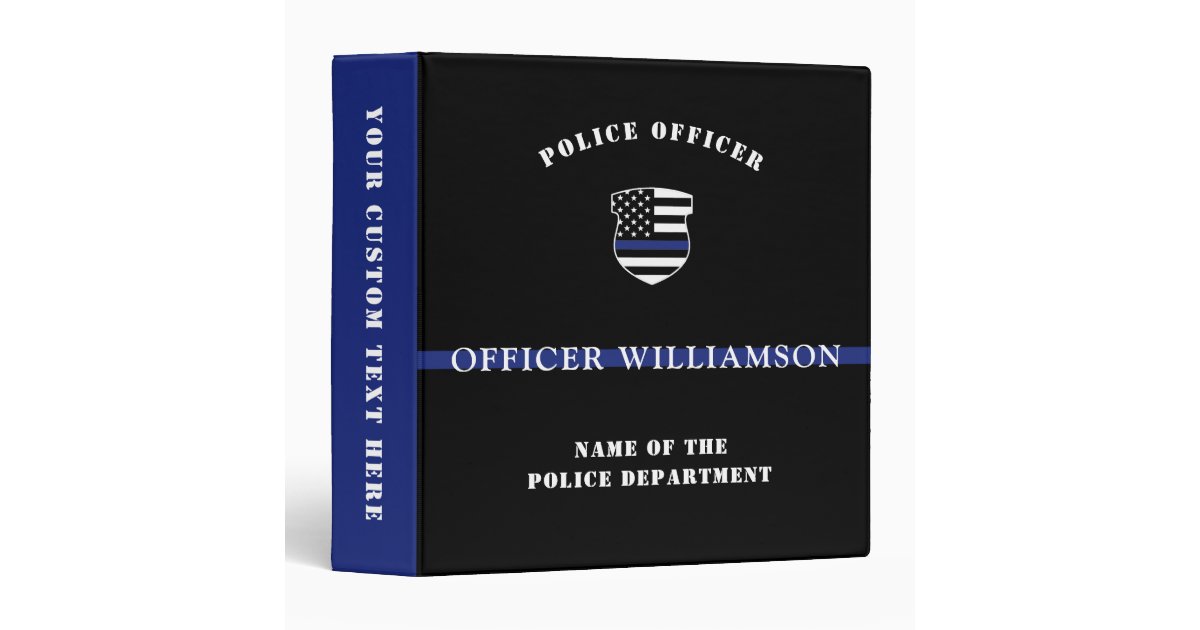 Custom Thin Blue Line Police Officer 3 Ring Binder | Zazzle