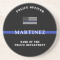 Custom Thin Blue Line Police Officer Appreciation Coaster | Zazzle
