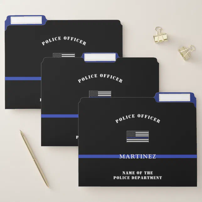 Custom Thin Blue Line Police Officer Appreciation File Folder | Zazzle