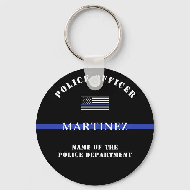 Custom Thin Blue Line Police Officer Appreciation Keychain | Zazzle