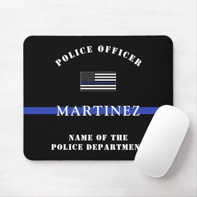 Custom Thin Blue Line Police Officer Appreciation Mouse Pad | Zazzle