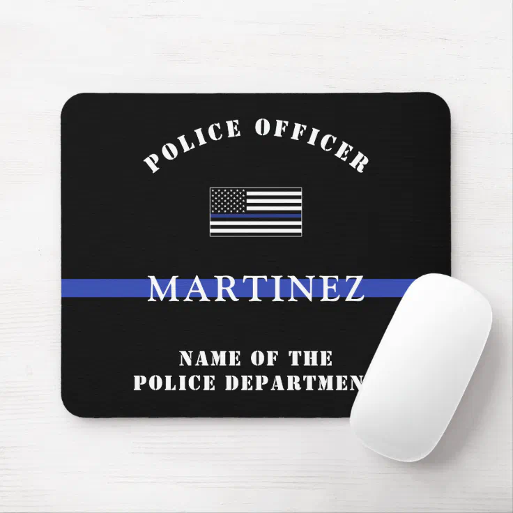 Custom Thin Blue Line Police Officer Appreciation Mouse Pad | Zazzle