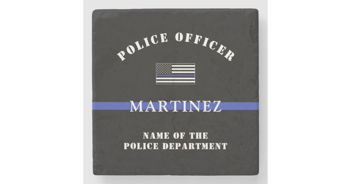 Custom Thin Blue Line Police Officer Appreciation Stone Coaster | Zazzle