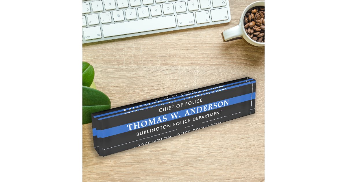 Custom Thin Blue Line Police Officer Department Desk Name Plate | Zazzle