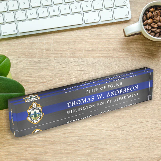 Custom Thin Blue Line Police Officer Law Dept Logo Desk Name Plate | Zazzle