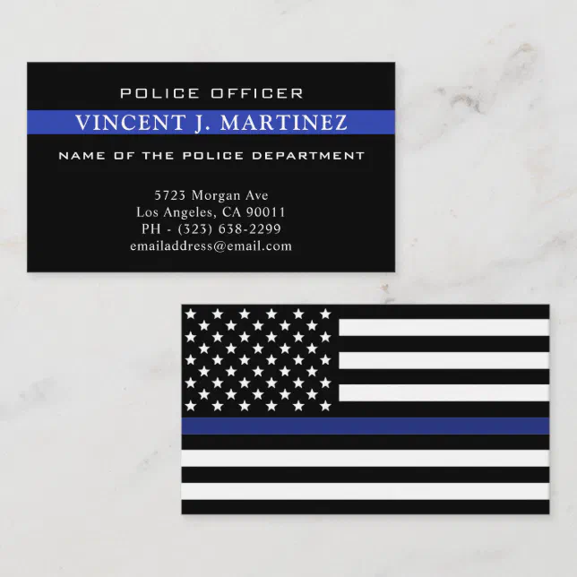 Custom Thin Blue Line Police Officer Police Dept Business Card | Zazzle