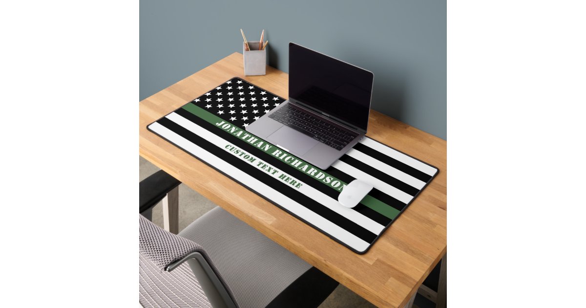 Custom Thin Green Line USA Flag Military Soldier Desk Mat | Zazzle