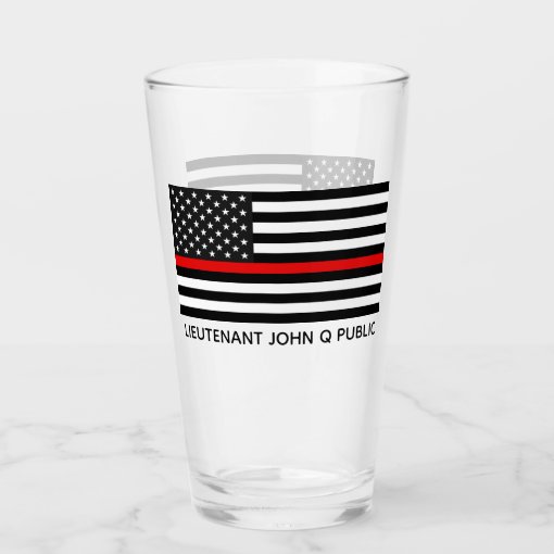 Custom Thin Red Line American Flag Glass | Zazzle