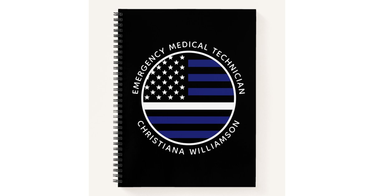 Custom Thin White Line USA Flag EMS EMT Notebook | Zazzle