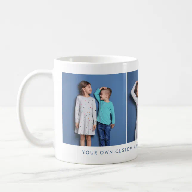 Custom Three Photo and Any Text Coffee Mug | Zazzle