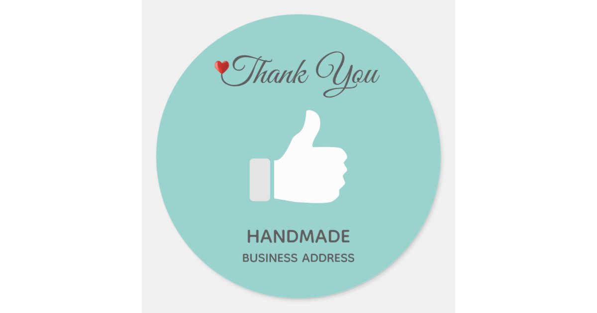 Custom Thumbs Up Image on Light Blue Classic Round Sticker | Zazzle