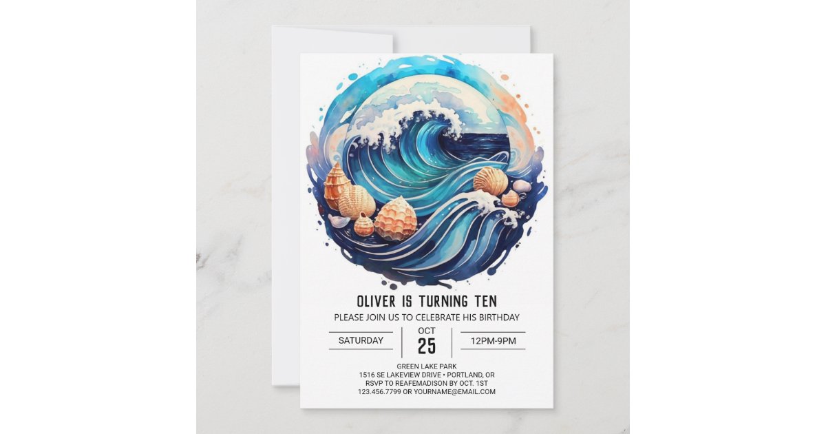 Custom Tidal Waves Birthday Invitation | Zazzle