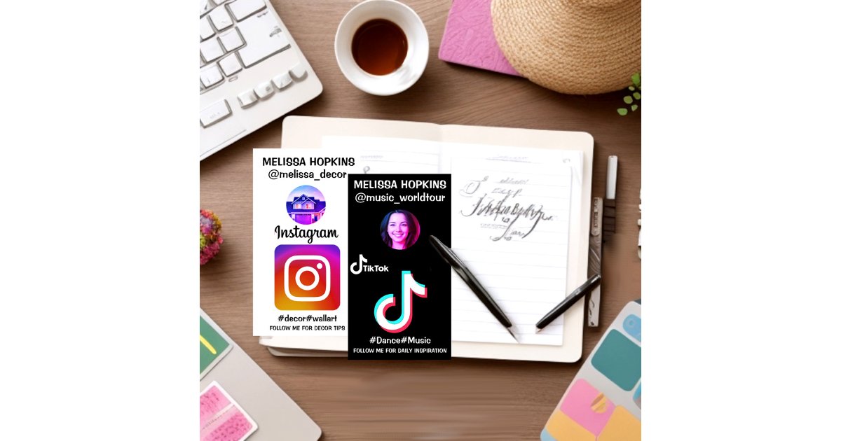 Custom tik tok instagram logo profile picture business card | Zazzle