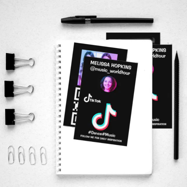 Custom tik tok logo profile picture and QR code Business Card | Zazzle