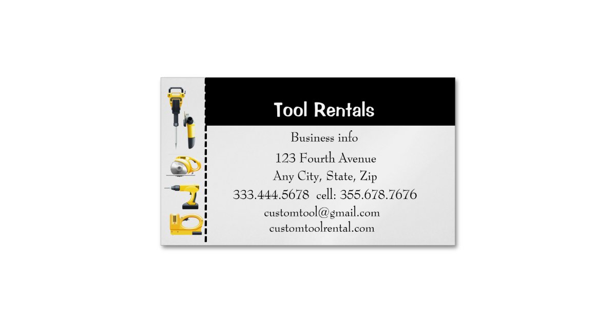 Custom Tool Equipment Rentals Business Card | Zazzle