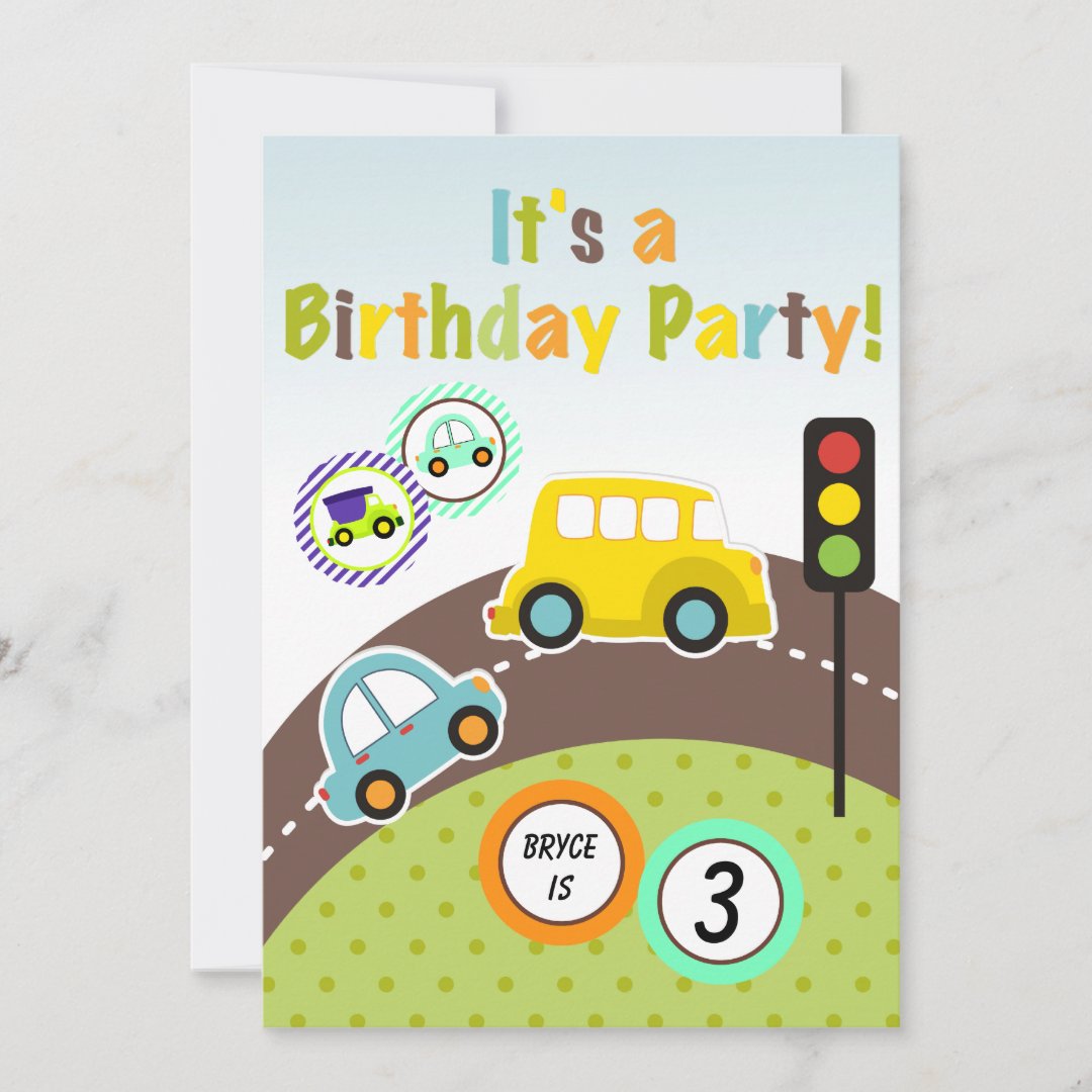 Custom Transportation Birthday Party Invitation | Zazzle
