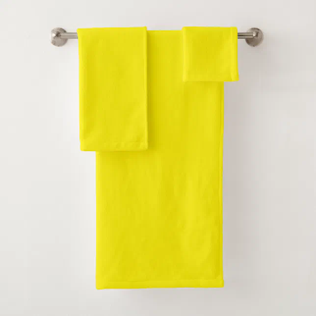 Custom Trendy Elegant Solid Color Bright Yellow Bath Towel Set | Zazzle