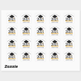 Custom Trendy Typography Class of 2021 Graduate Square Sticker | Zazzle