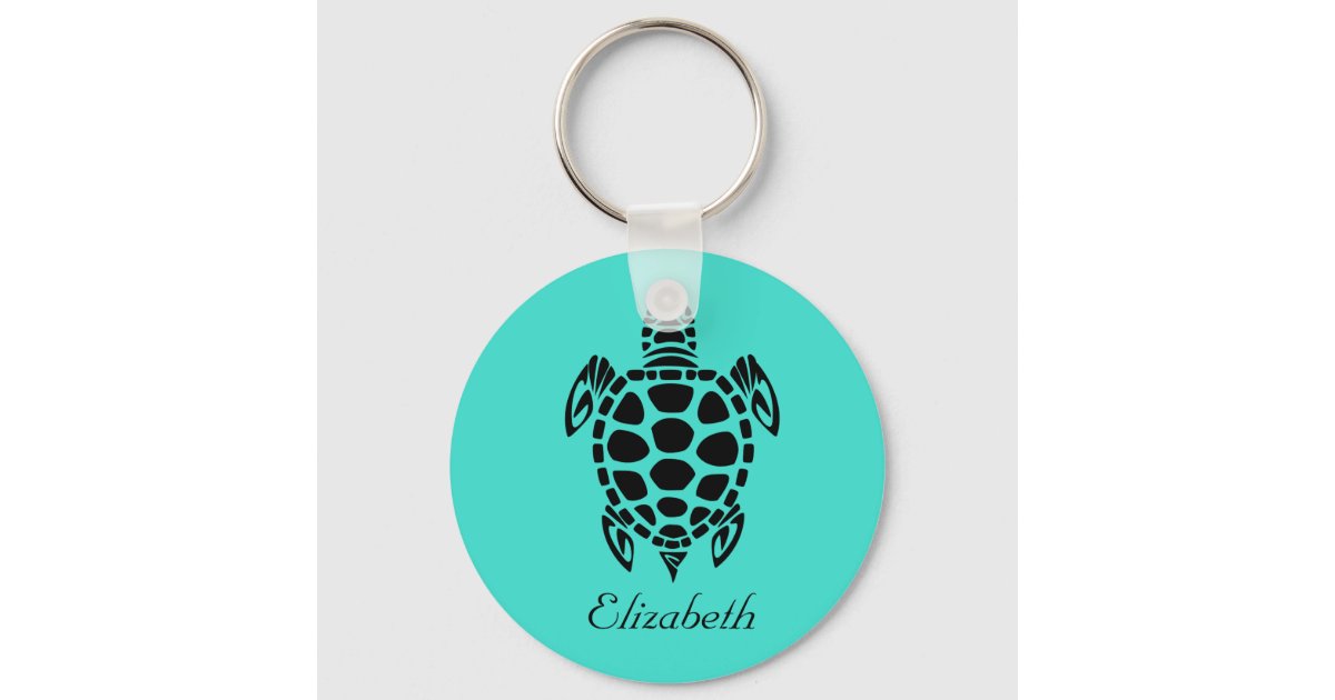 Custom Tribal Sea Turtle Turquoise Keychain | Zazzle