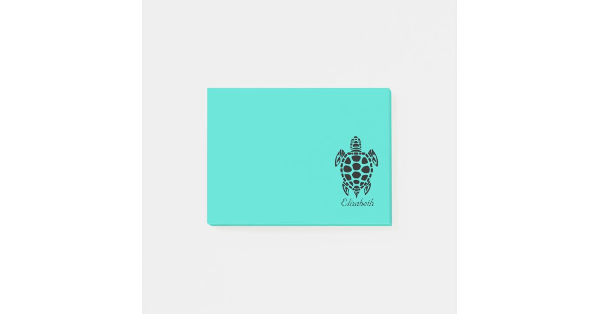 Custom Tribal Sea Turtle Turquoise Post-it Notes | Zazzle