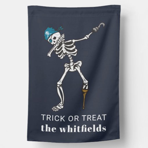Custom Trick or Treat Halloween Dabbing Pirate House Flag | Zazzle