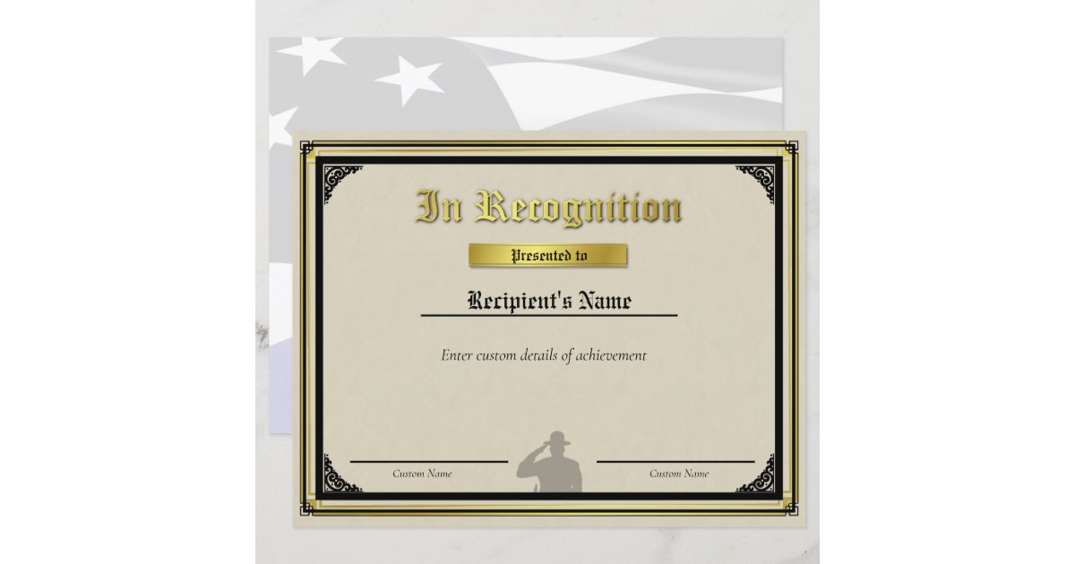 Custom Trooper Salute Thin Blue Line Certificate | Zazzle