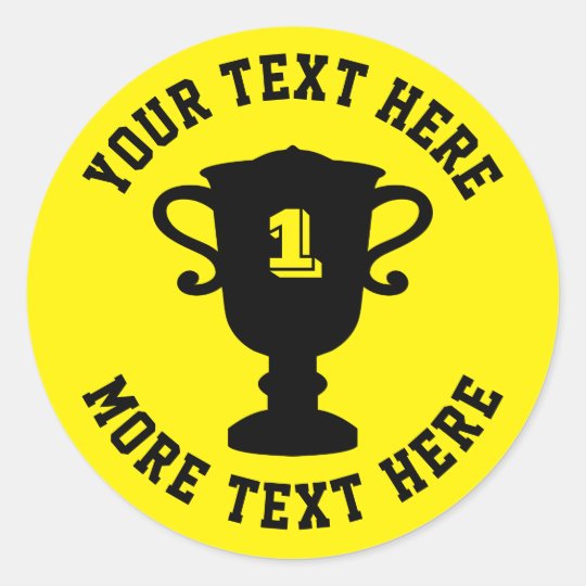 Custom trophy cup 1st place prize award classic round sticker | Zazzle.com