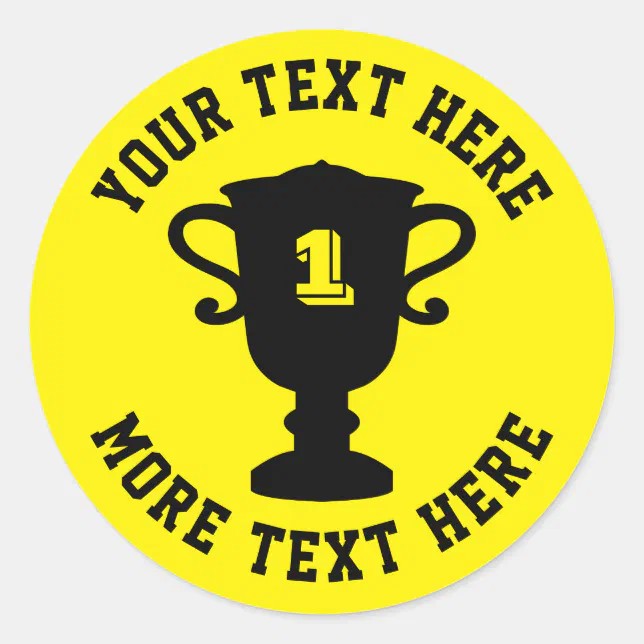 Custom trophy cup 1st place prize award classic round sticker | Zazzle