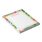 Custom Tropical Green Leaves Orange Pink Flowers Notepad | Zazzle