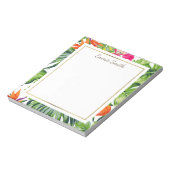 Custom Tropical Green Leaves Orange Pink Flowers Notepad | Zazzle