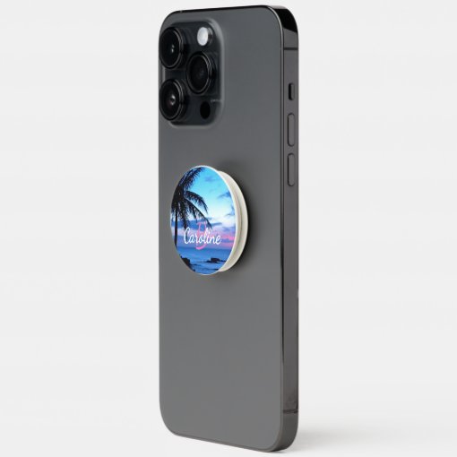 Custom Tropical Island Beach Ocean Sunset Photo PopSocket | Zazzle