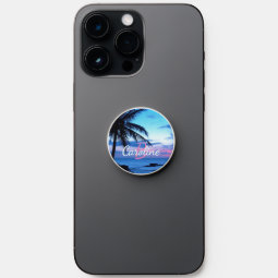 Custom Tropical Island Beach Ocean Sunset Photo PopSocket | Zazzle