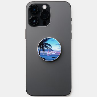 Custom Tropical Island Beach Ocean Sunset Photo PopSocket | Zazzle