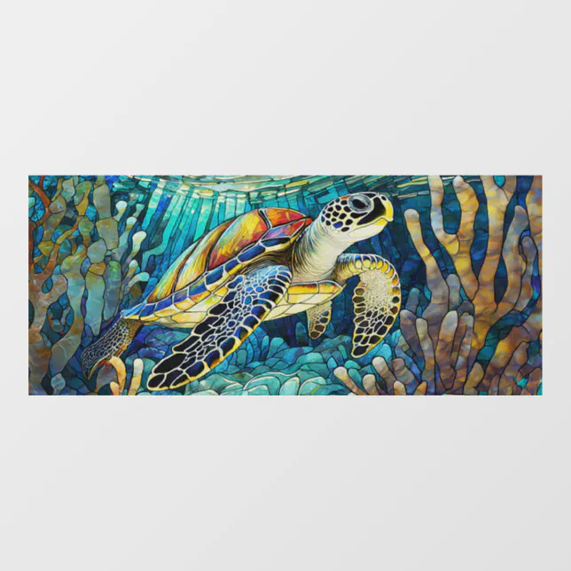 Custom Tropical Sea turtle Stained glass art Window Cling | Zazzle