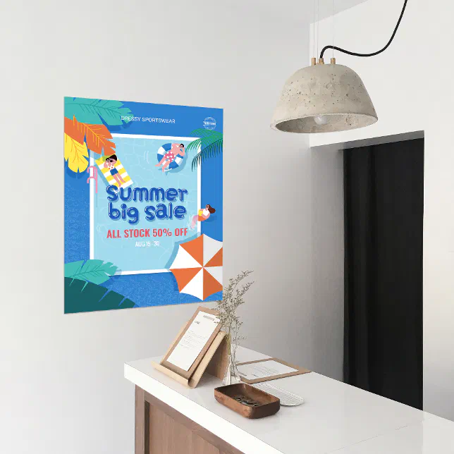 custom Tropical Summer Big Sale Business Ads Poster | Zazzle